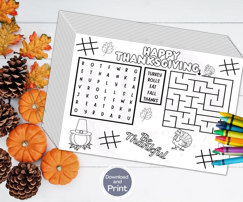 Thanksgiving Coloring Sheet, Printable Placemat Dinner Table ...