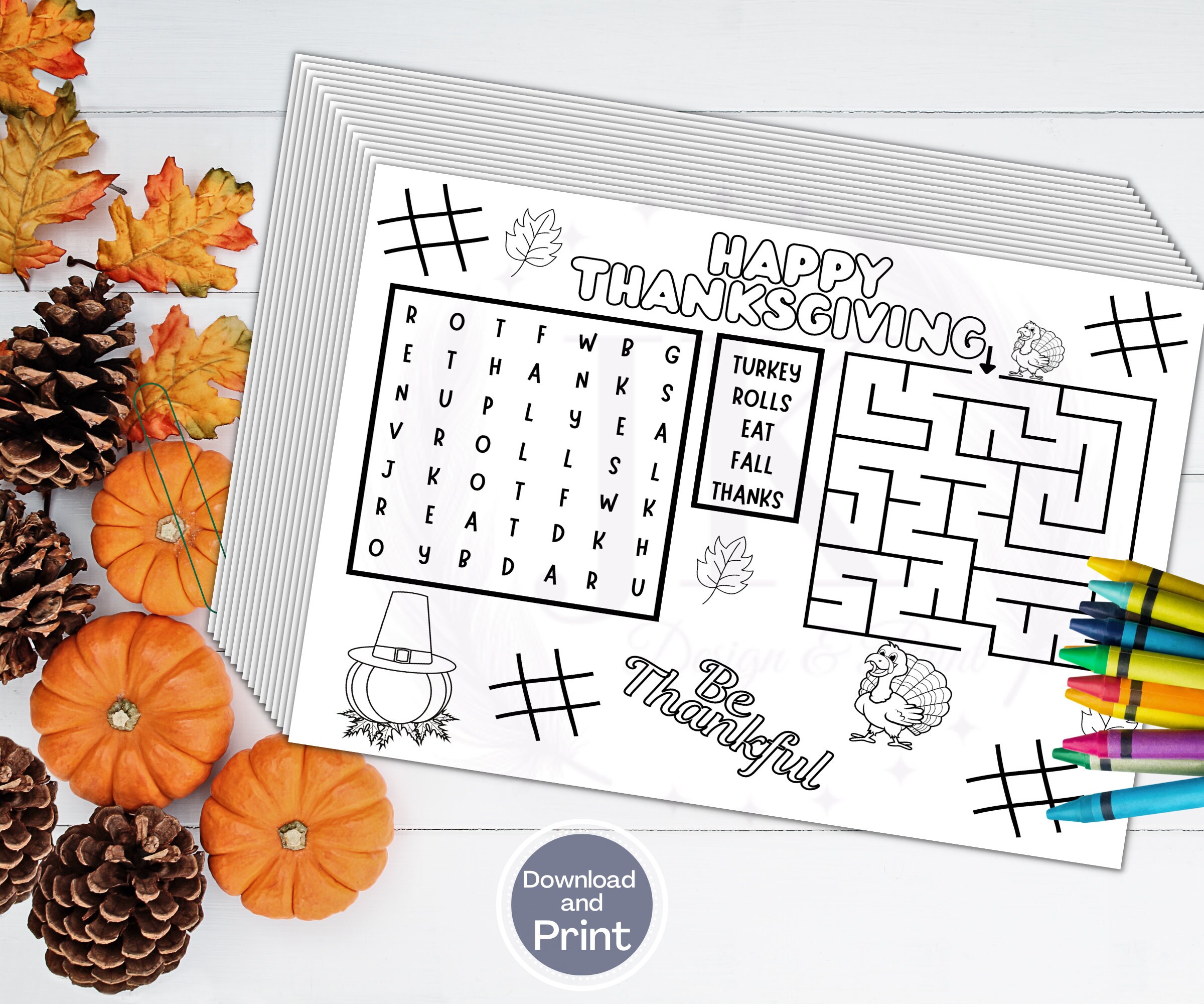Thanksgiving Coloring Sheet, Printable Placemat Dinner Table ...