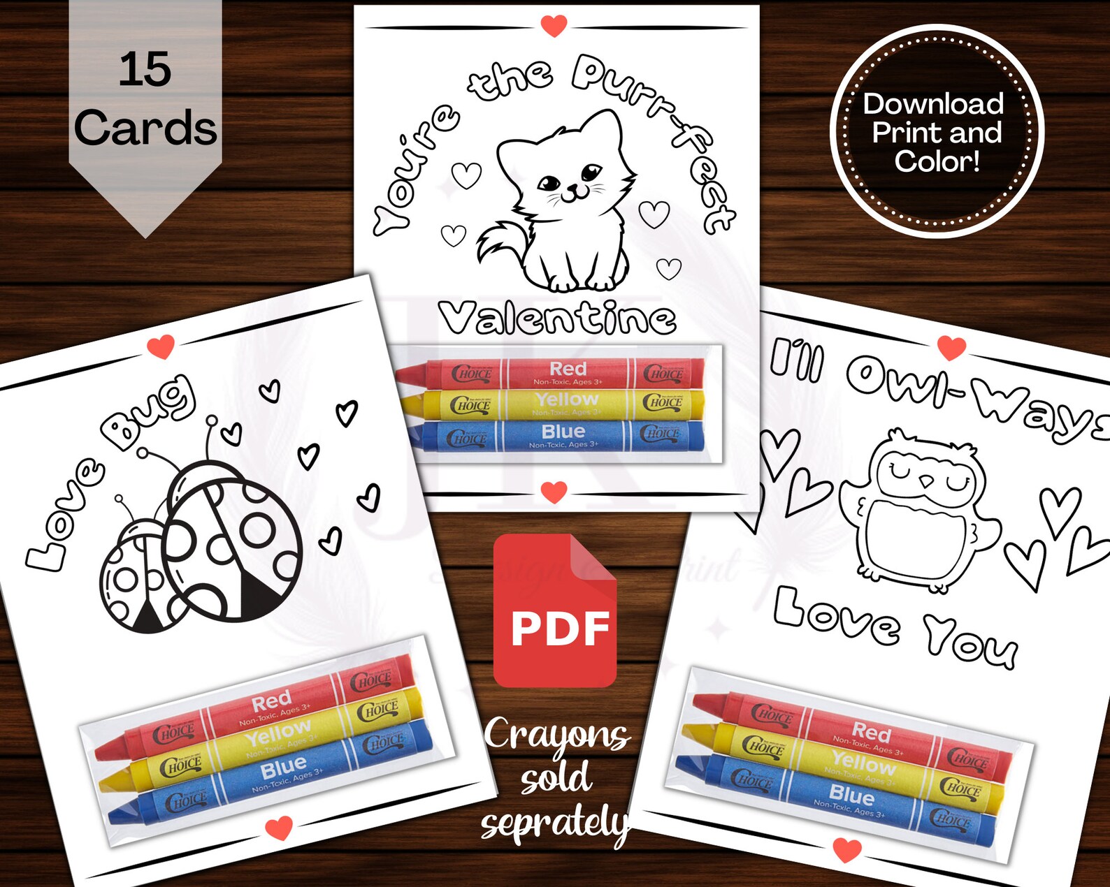 Valentine Coloring Cards, Printable Valentine's Day Cards, Unicorn ...