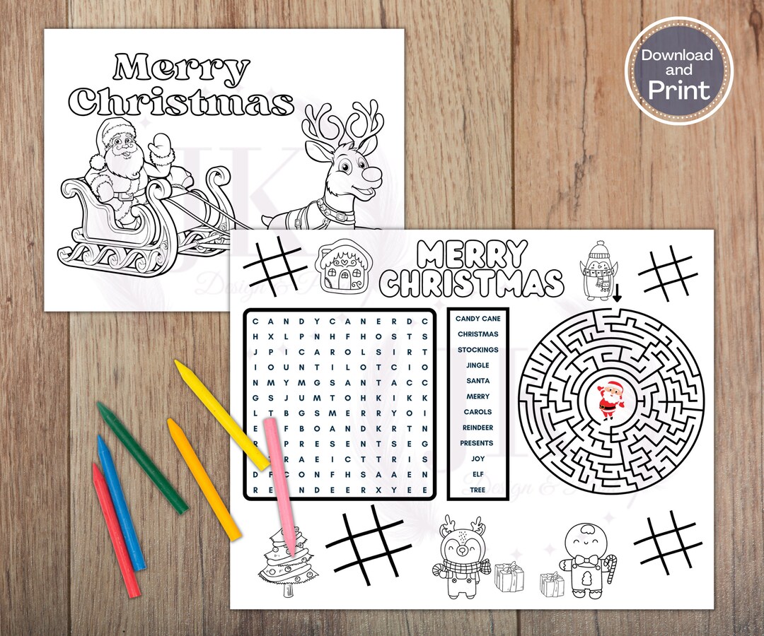 Christmas Activity Placemat, Thanksgiving Coloring Sheet, Printable ...