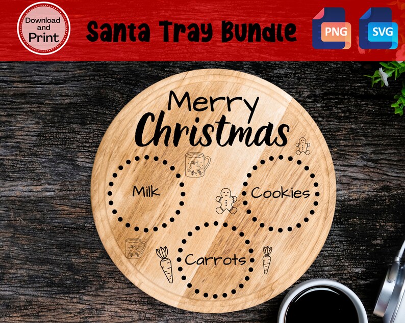 Dear Santa Tray SVG Bundle, Christmas SVG, Santa Tray SVG, Santa Plate ...