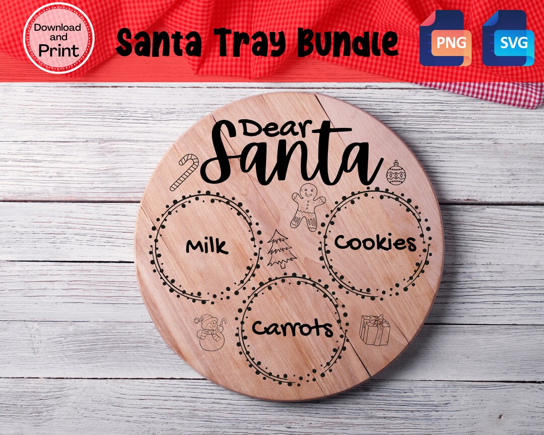 Santa Tray SVG Bundle, Christmas SVG, Santa Tray SVG, Santa Plate Png ...