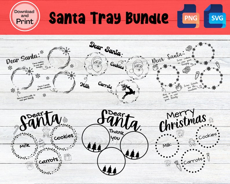 Dear Santa Tray SVG Bundle, Christmas SVG, Santa Tray SVG, Santa Plate ...