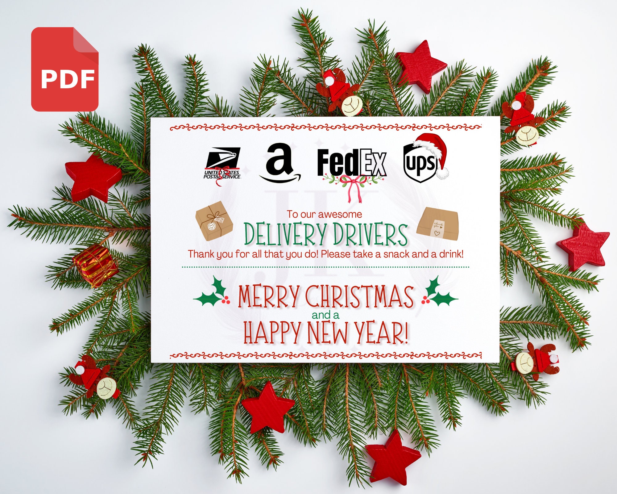 Delivery Driver Snack Sign, Snacks and Drinks, Instant Download ...