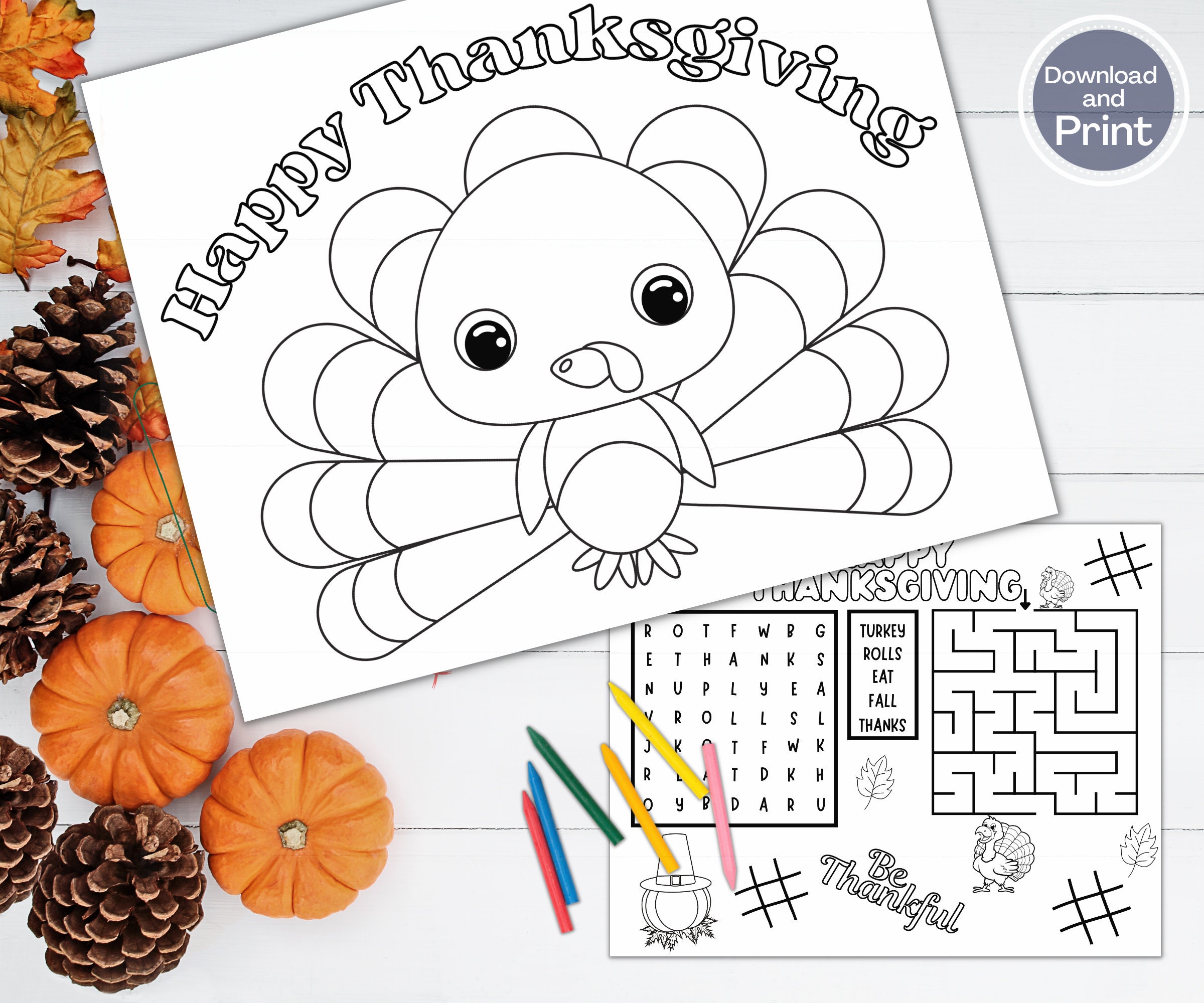 Thanksgiving Coloring Sheet, Printable Placemat Dinner Table ...