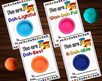 Play-doh Valentine's Printable, Printable Valentine Cards, Non-candy ...