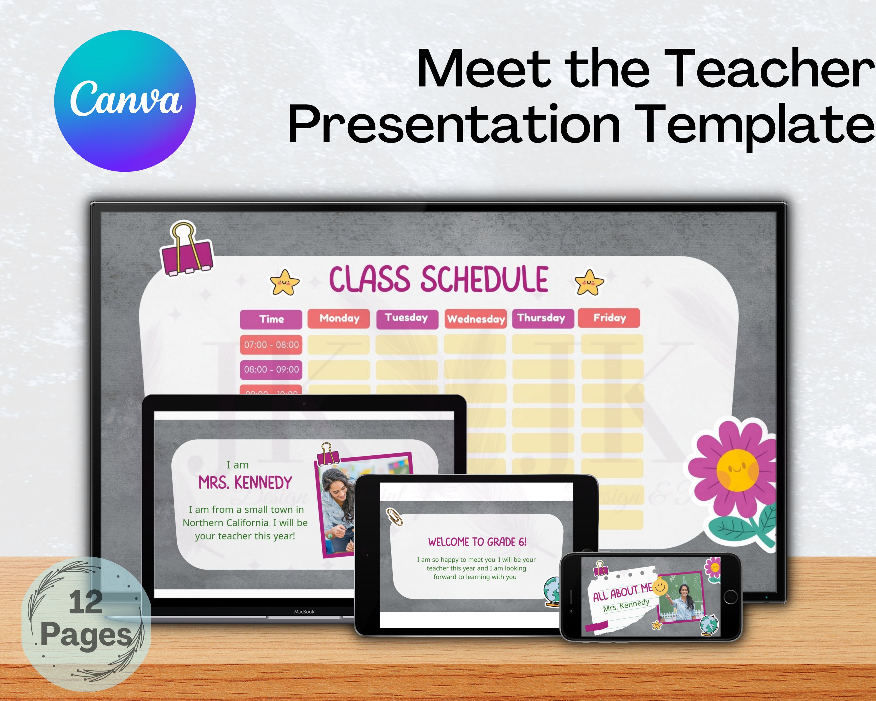 Meet the Teacher Presentation, Canva Presentation Template for Teacher ...