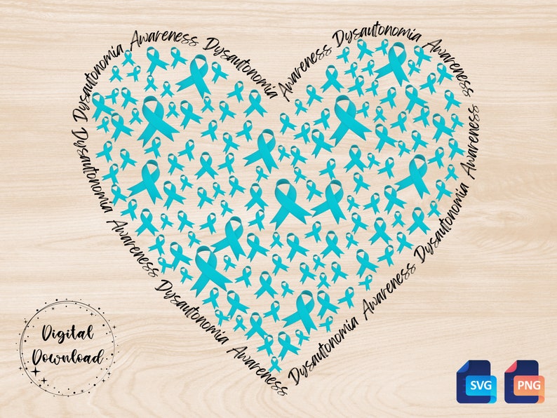 POTS Awareness Svg Png, Dysautonomia Awareness Heart Svg, POTS Svg ...