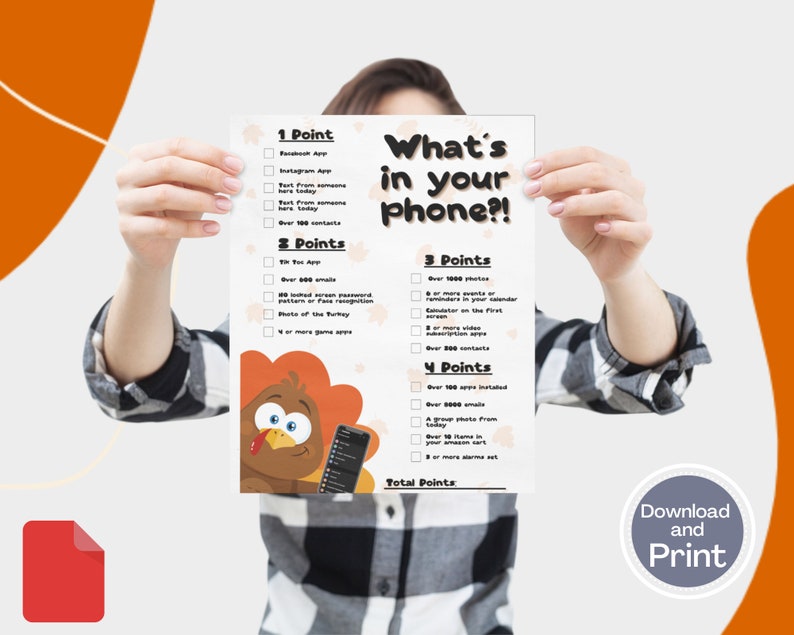 Thanksgiving What's in Your Phone Game, Game for Kids and Adults ...