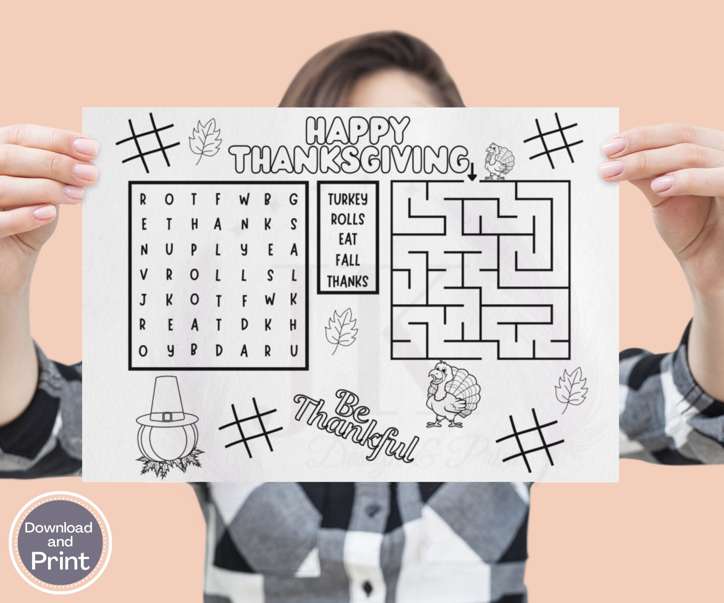 Thanksgiving Coloring Sheet, Printable Placemat Dinner Table ...