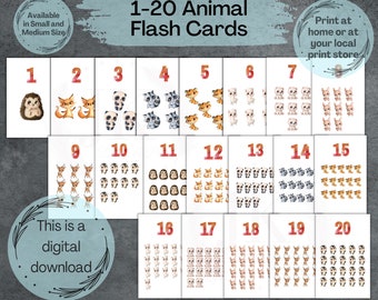 Number Flashcards Watercolor - Etsy