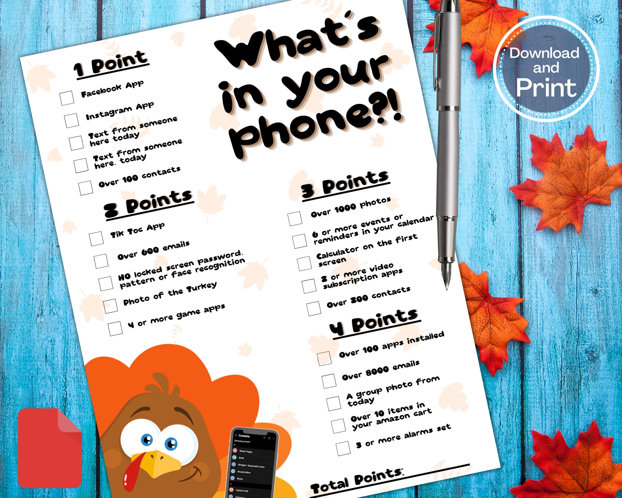 Thanksgiving What's in Your Phone Game, Game for Kids and Adults ...