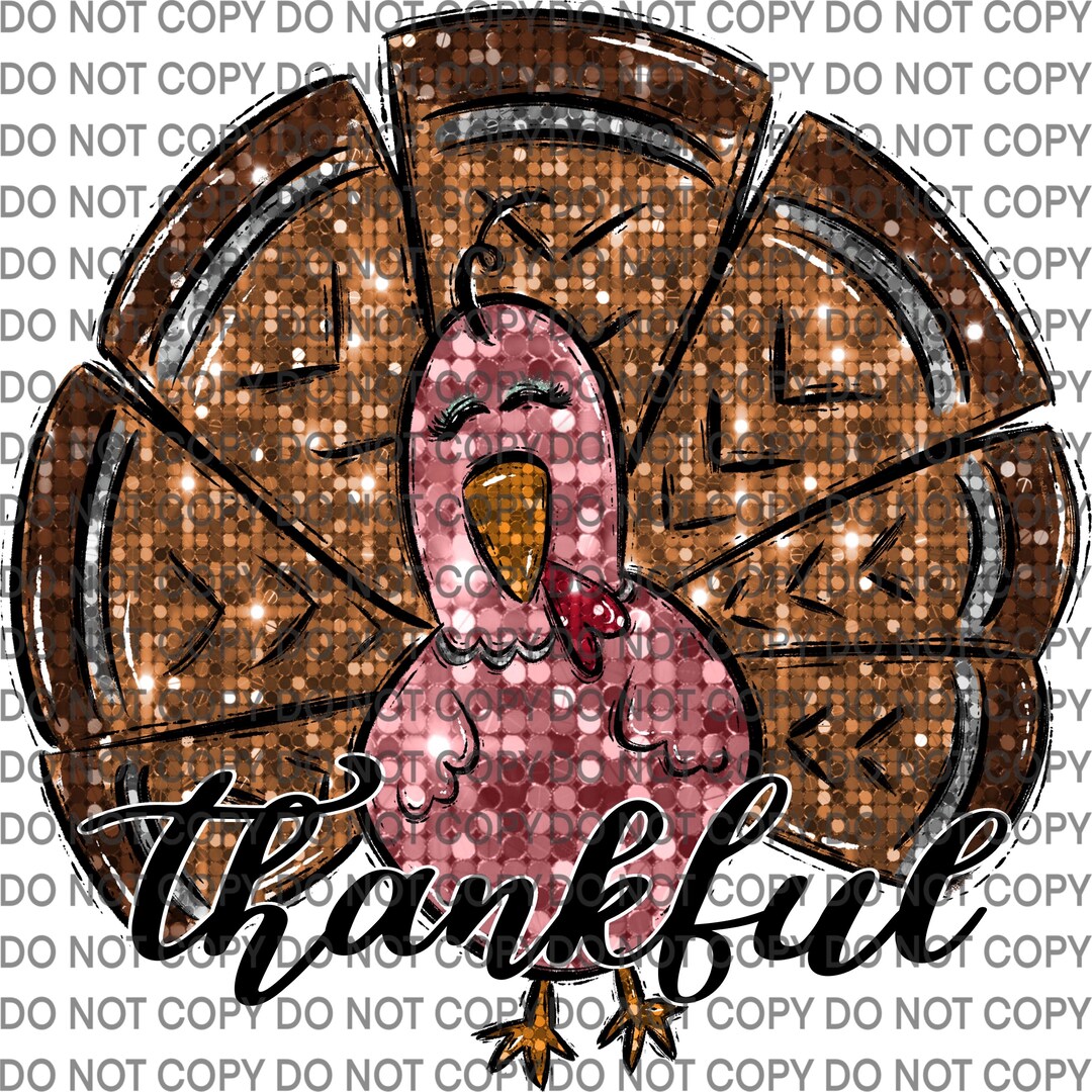 Thankful Sequin Turkey PNG - Etsy