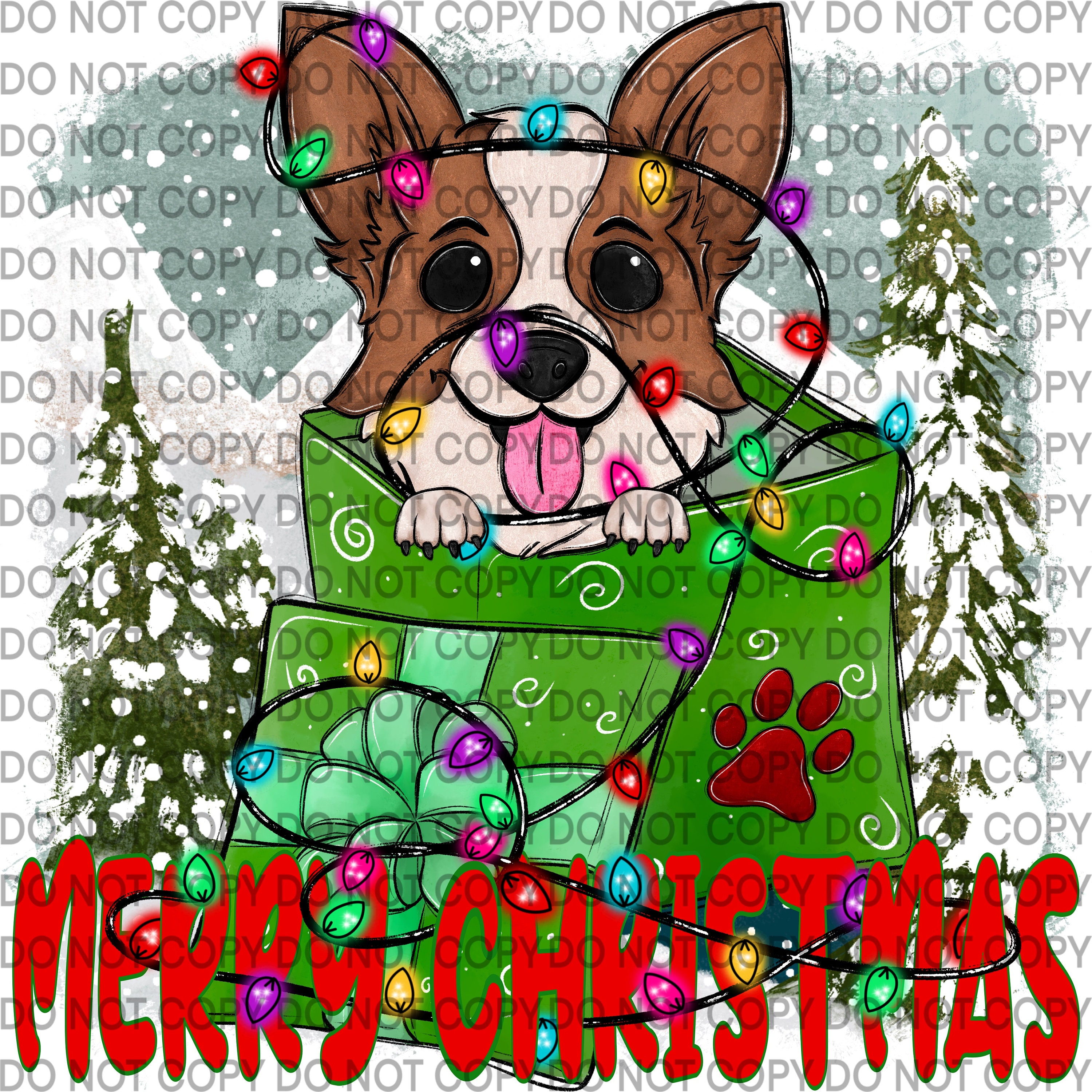 Merry Christmas Corgi PNG - Etsy