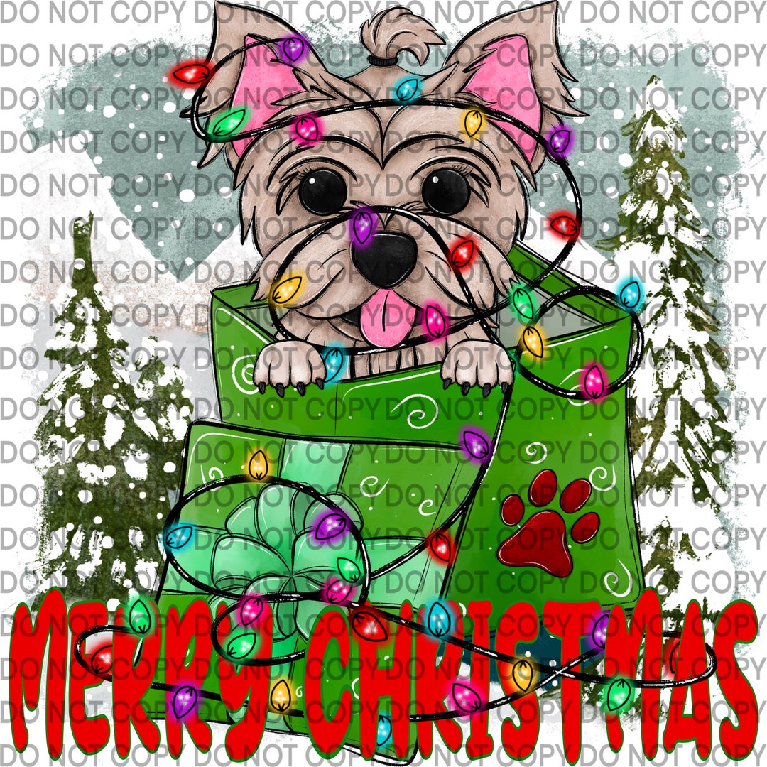 Merry Christmas Yorkie PNG - Etsy