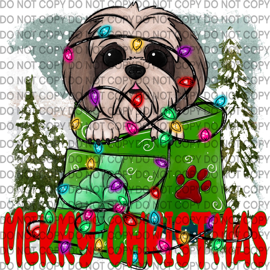 Merry Christmas Shih Tzu PNG - Etsy