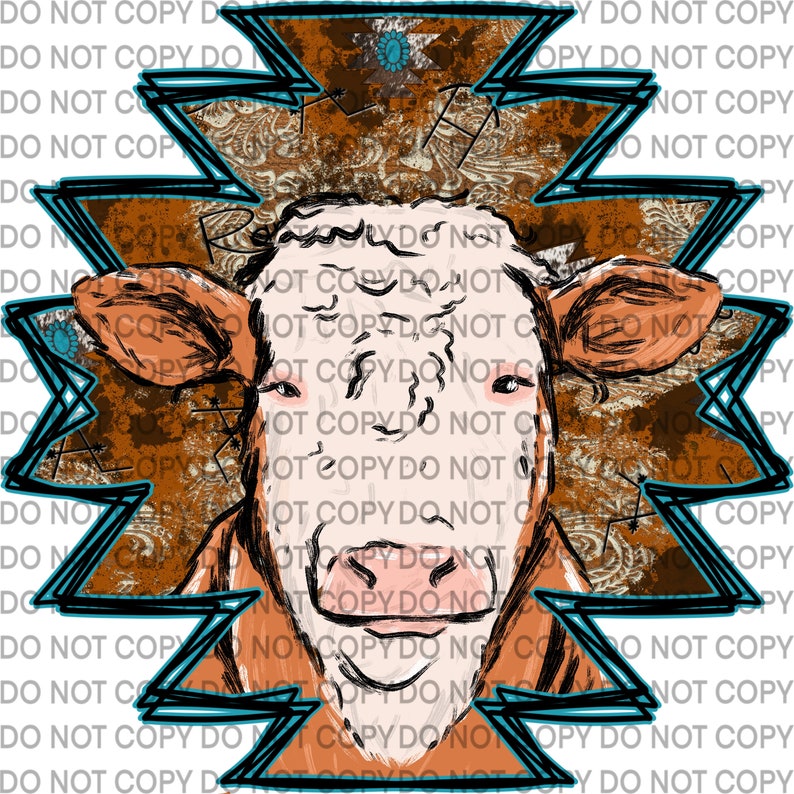 Aztec Hereford PNG Design Southwestern - Etsy