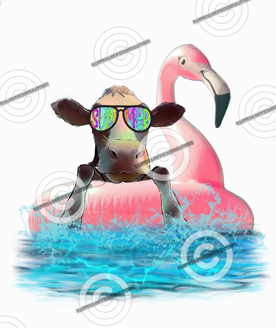 Summer Floating Cow PNG - Etsy