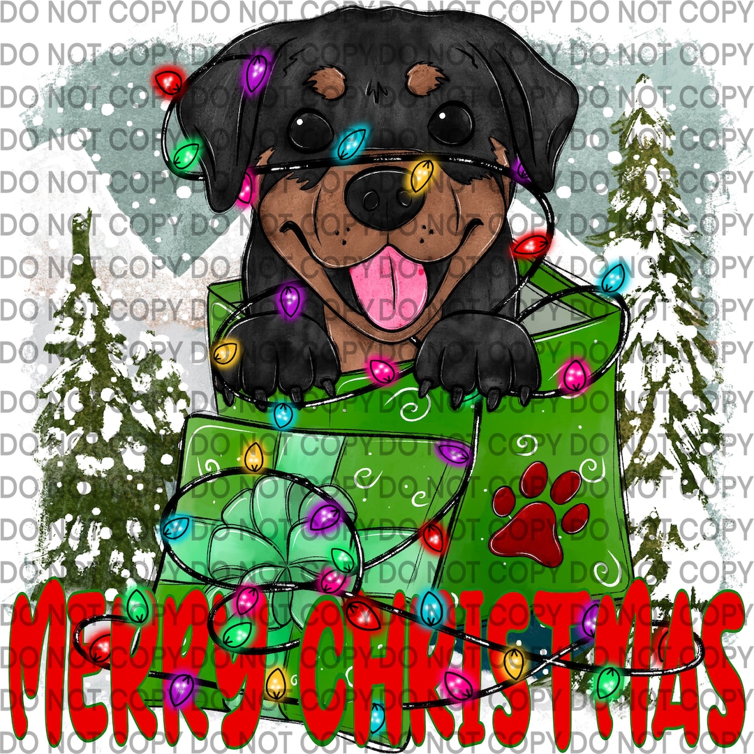 Merry Christmas Rottweiler PNG - Etsy