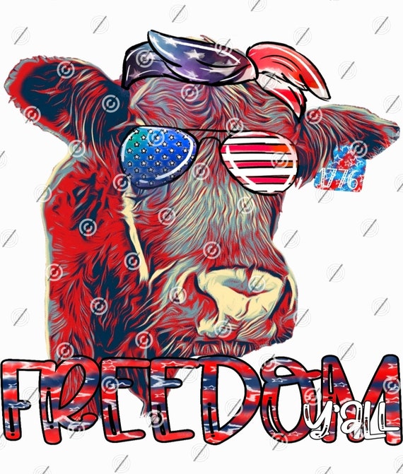 Freedom Y'all Cow PNG - Etsy