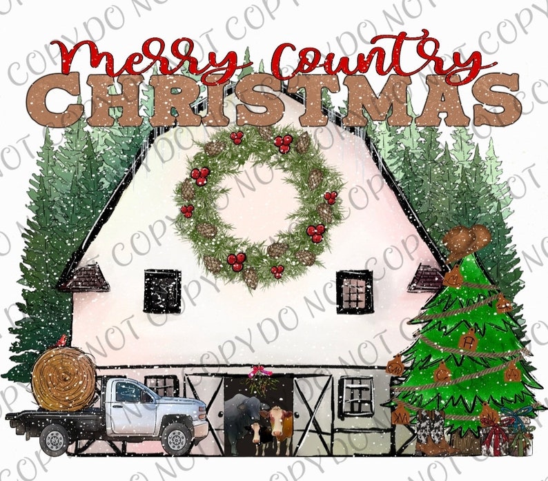 Merry Country Christmas PNG - Etsy