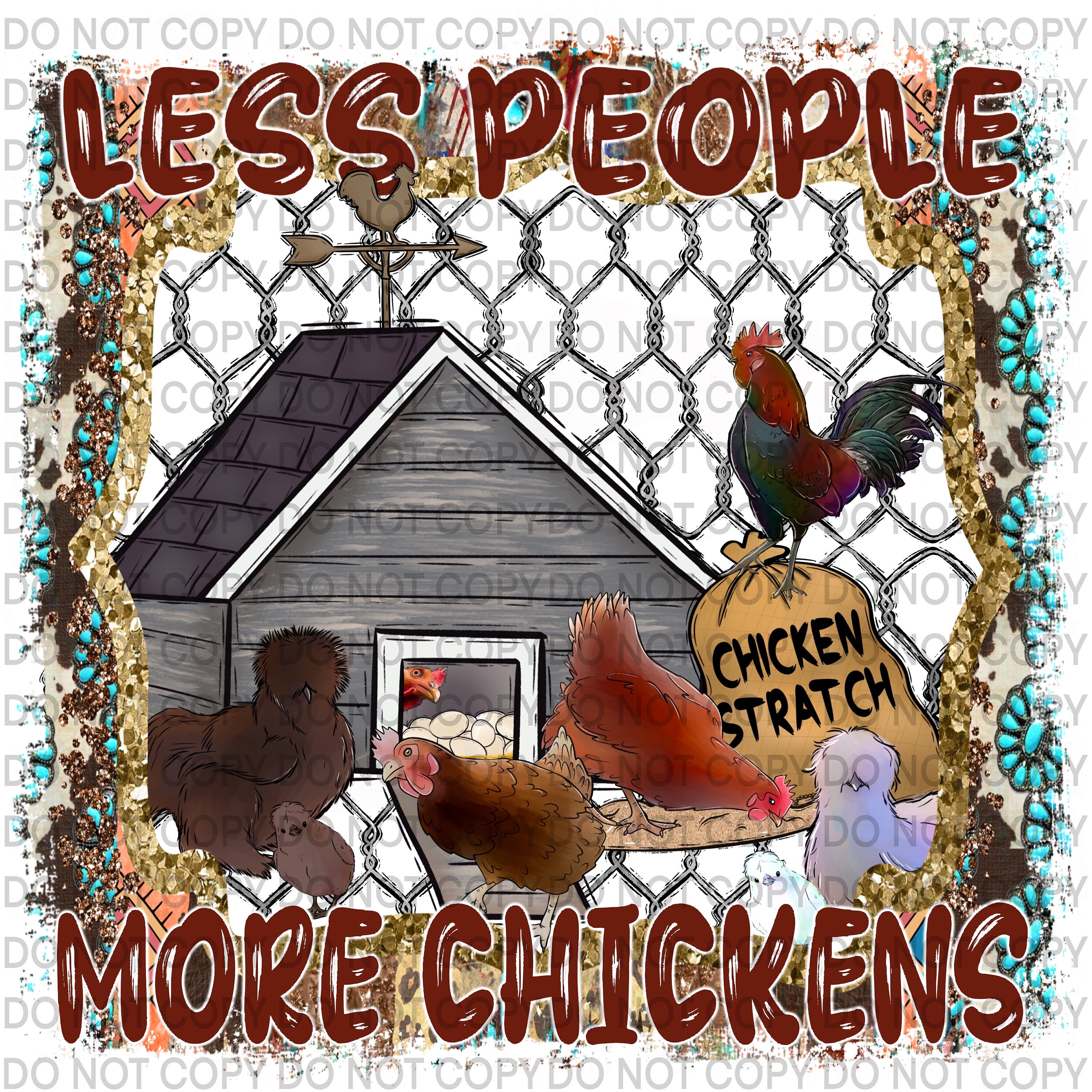 Less People More Chickens PNG - Etsy