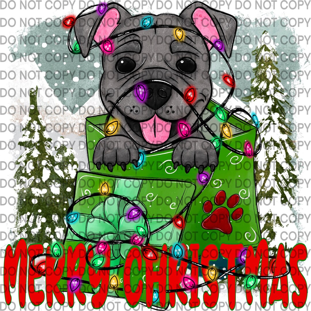 Merry Christmas Pitbull PNG - Etsy