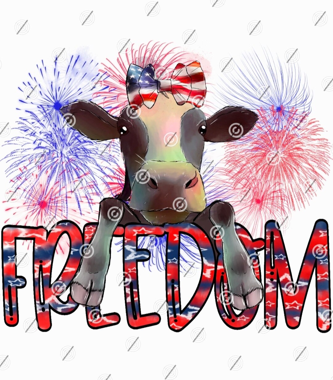 Freedom Cow PNG - Etsy