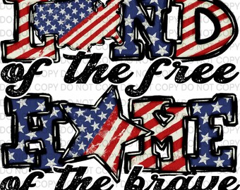 Land of the Free Home of the Brave PNG Digital Download 4th of July - Etsy