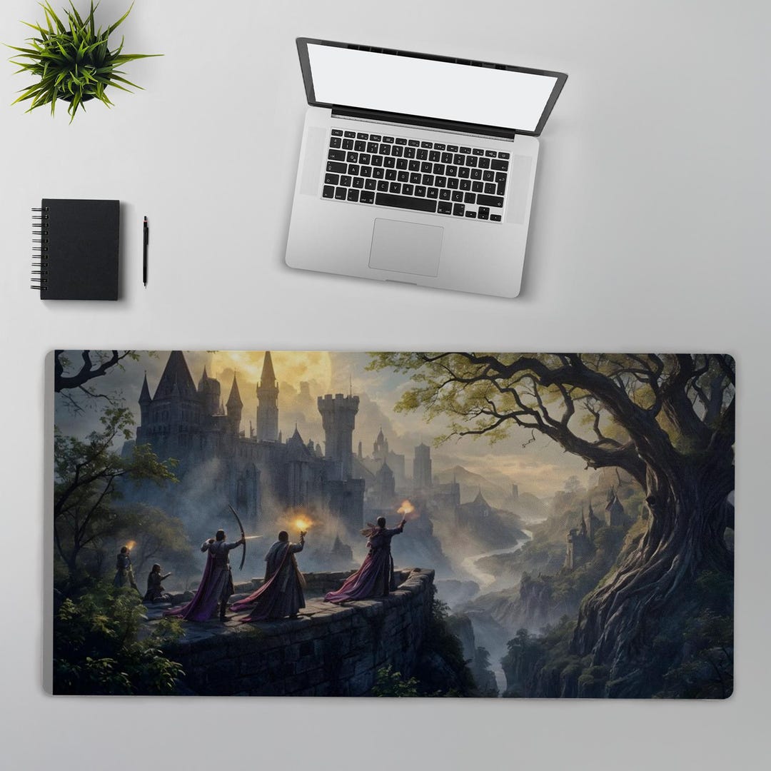 Battle of the Mages Desk Mat – Epic Fantasy Castle Showdown - Etsy