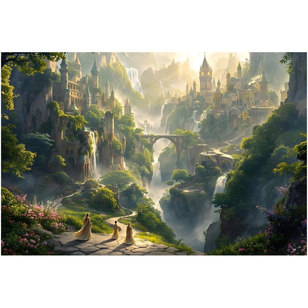 Elven City Acrylic Wall Art – Rivendell-inspired Fantasy Landscape - Etsy