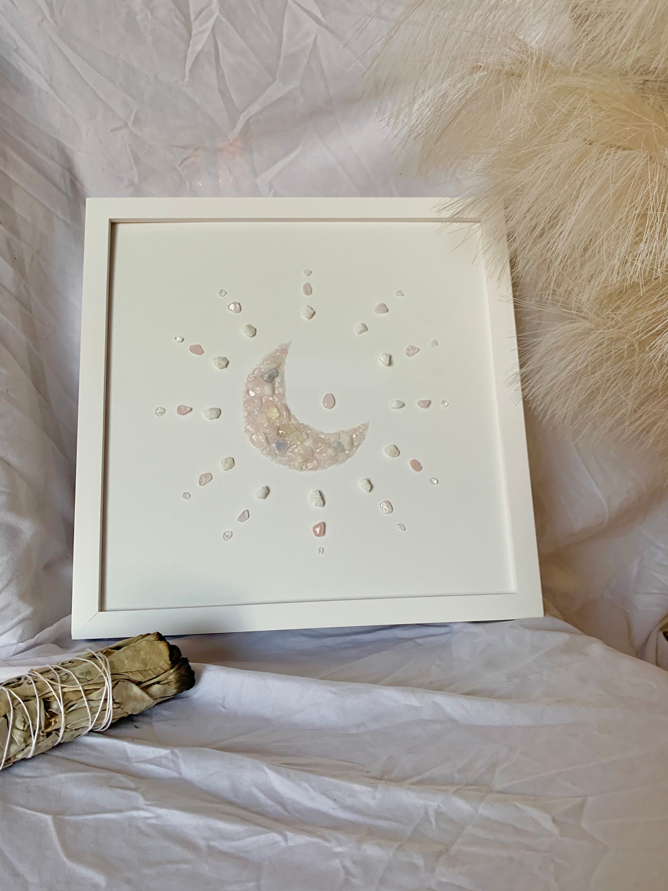 Luna Moon Crystal Grid Wall Art 12x12 W/ Wood - Etsy