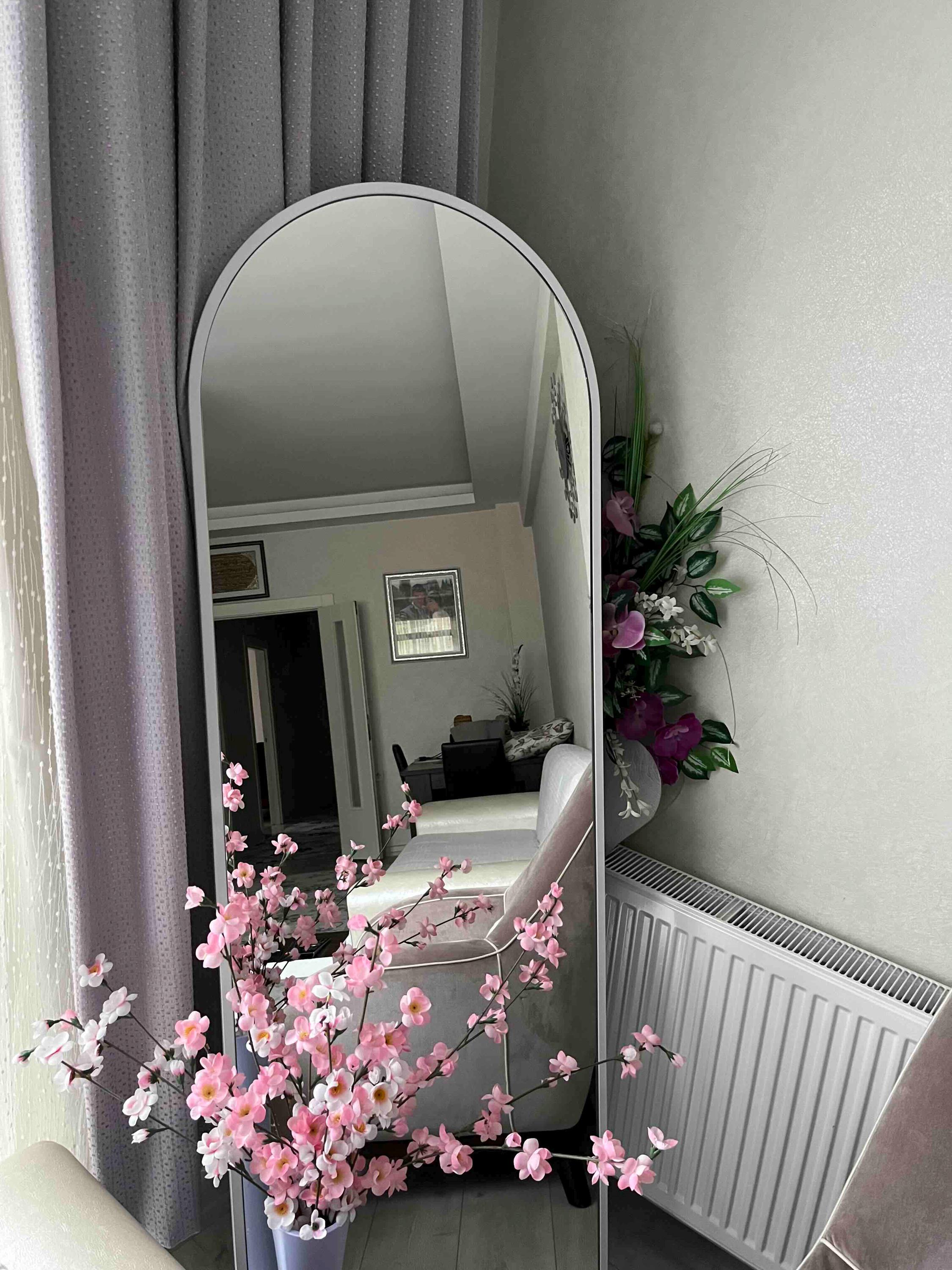 Metal Framed Full Length Floor Mirror - Arched Standing Mirror With ...