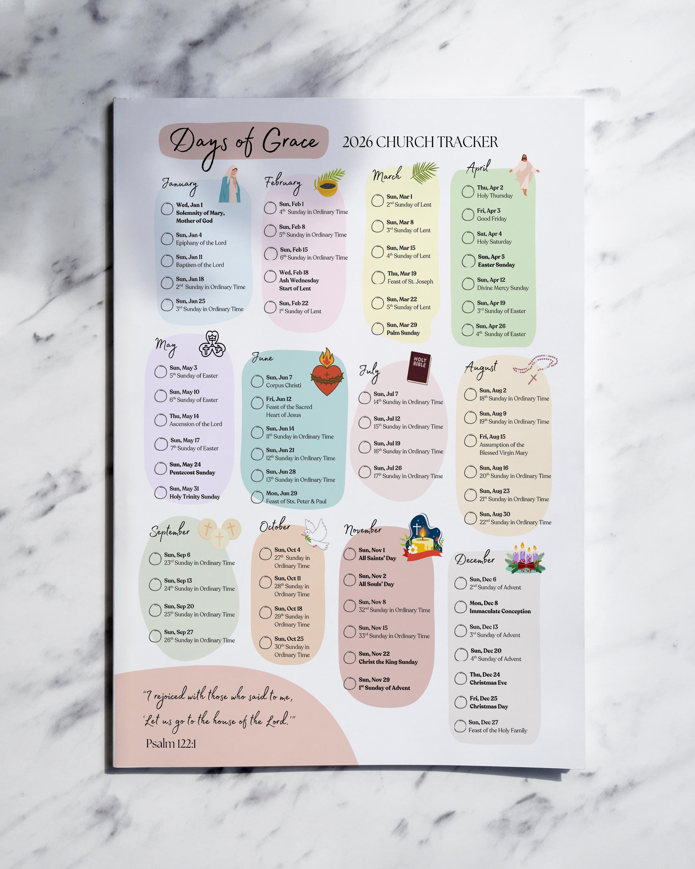 2026 Church Tracker | Catholic Edition (instant PDF Digital Download ...