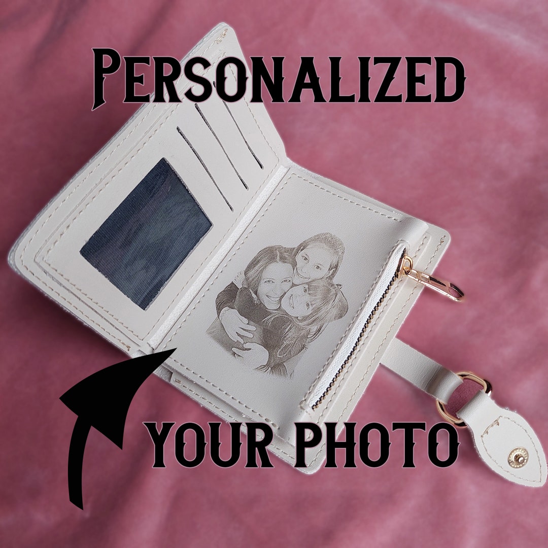 Engraved Photo Wallet for Women - Personalized Leather Purse Gift - Etsy