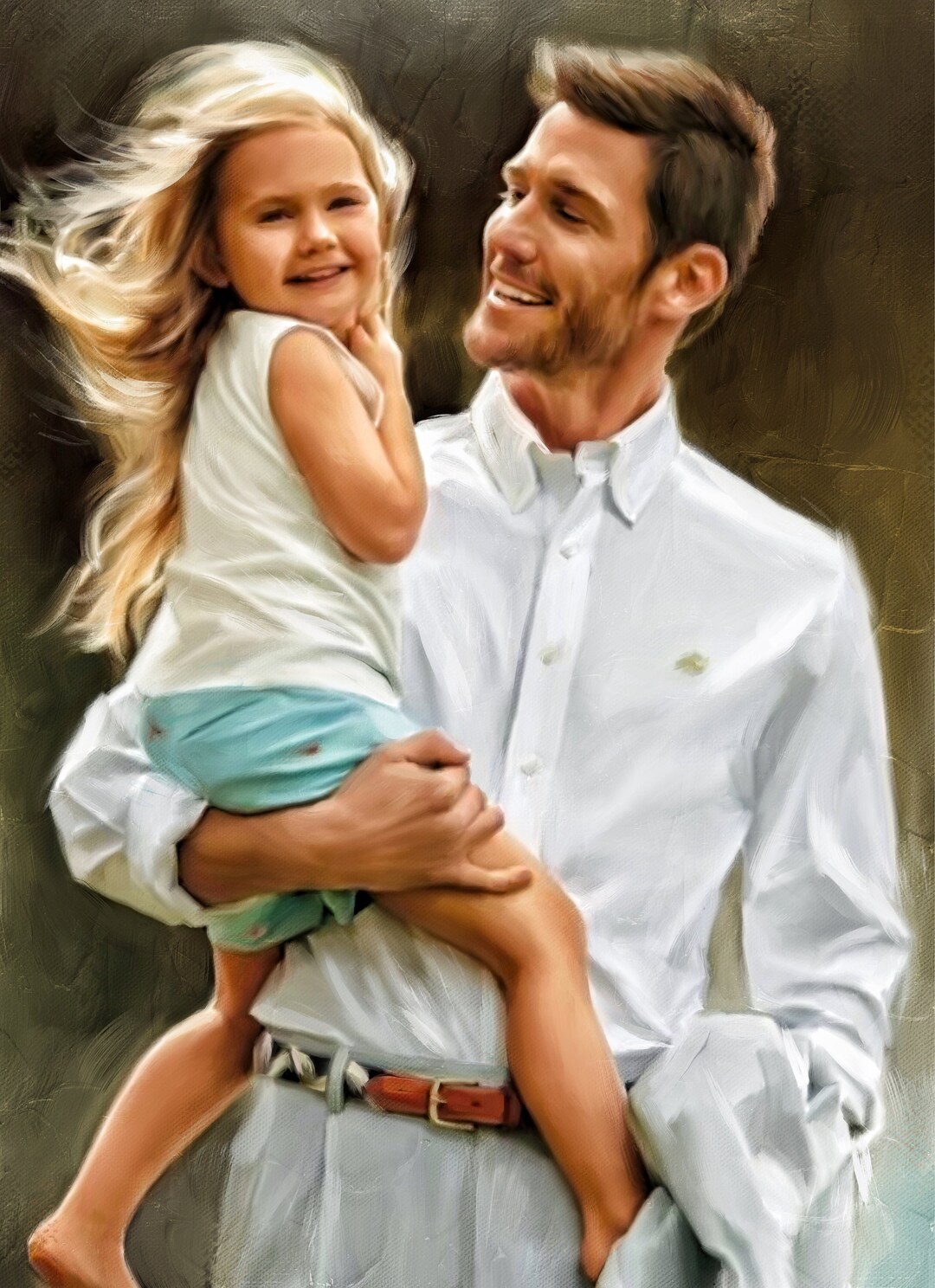 Custom Father and Baby Portrait Custom Dad Portrait, Handmade Father ...