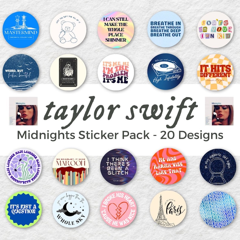 Taylor Swift Sticker Pack Midnights Album Downloadable 20 Stickers 3 ...