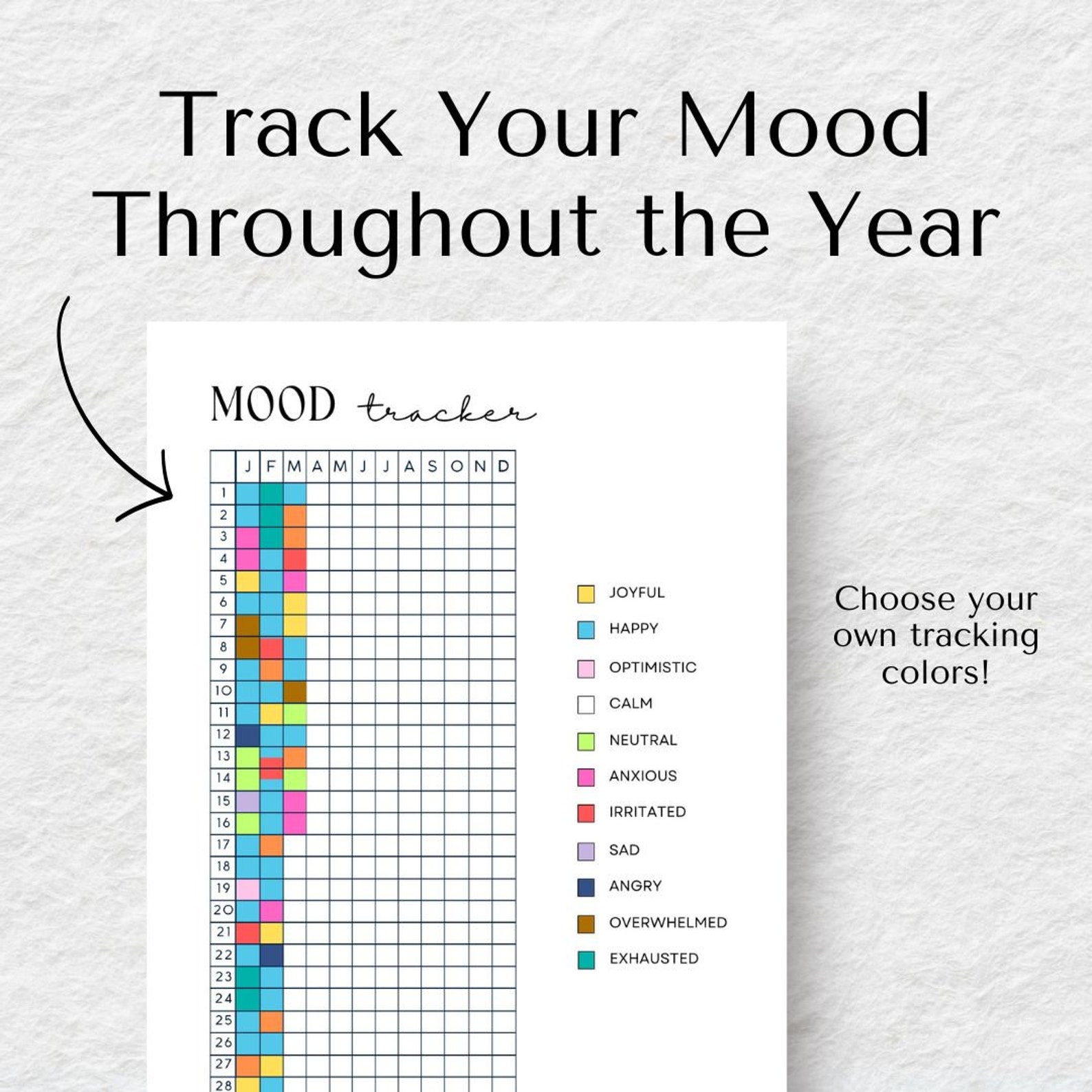 Mood Tracker Digital Download Mental Health Journal Printable Tracker ...