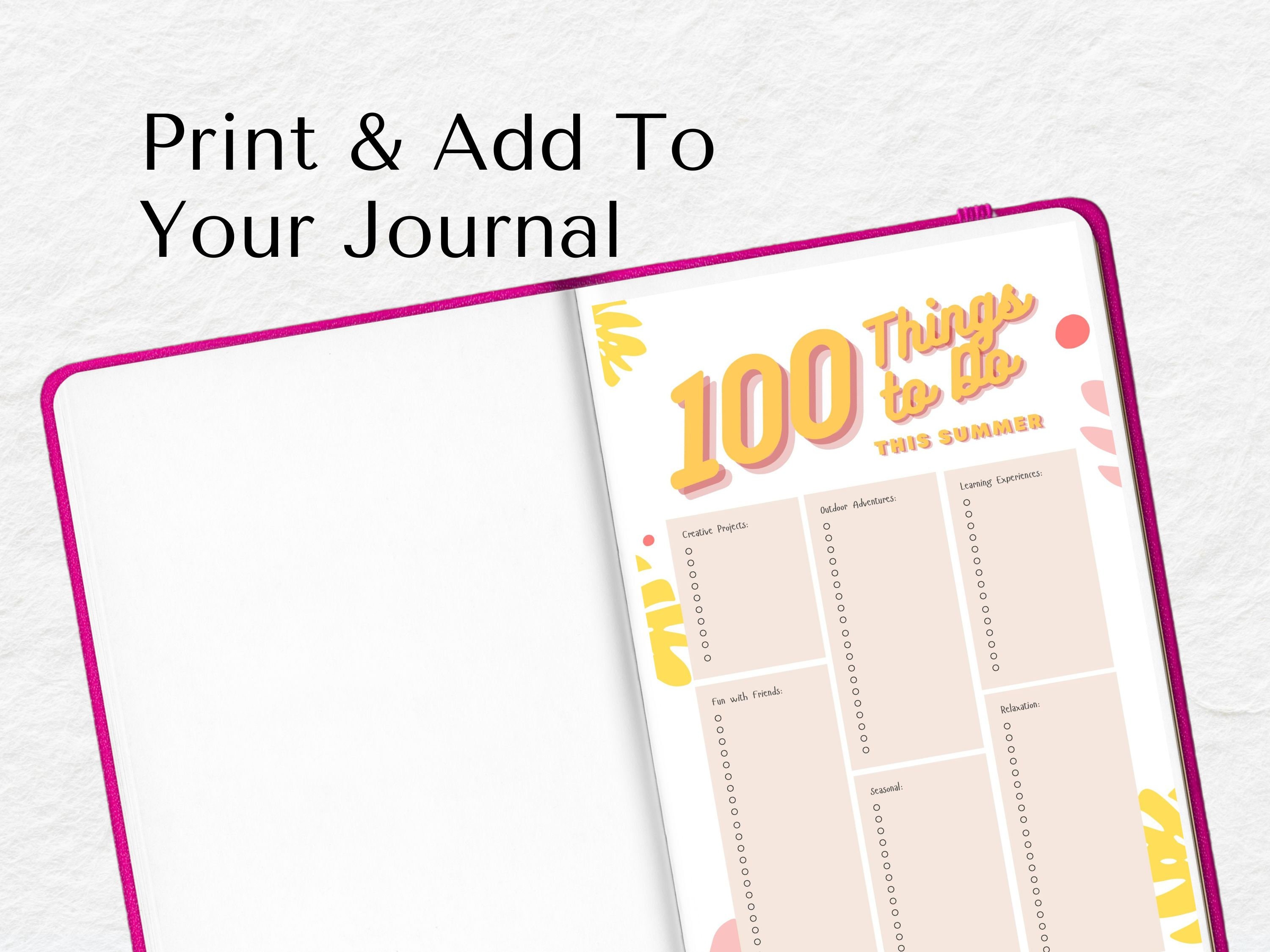 Summer Bucket List 100 Items Summer to Do List Summer Calendar ...