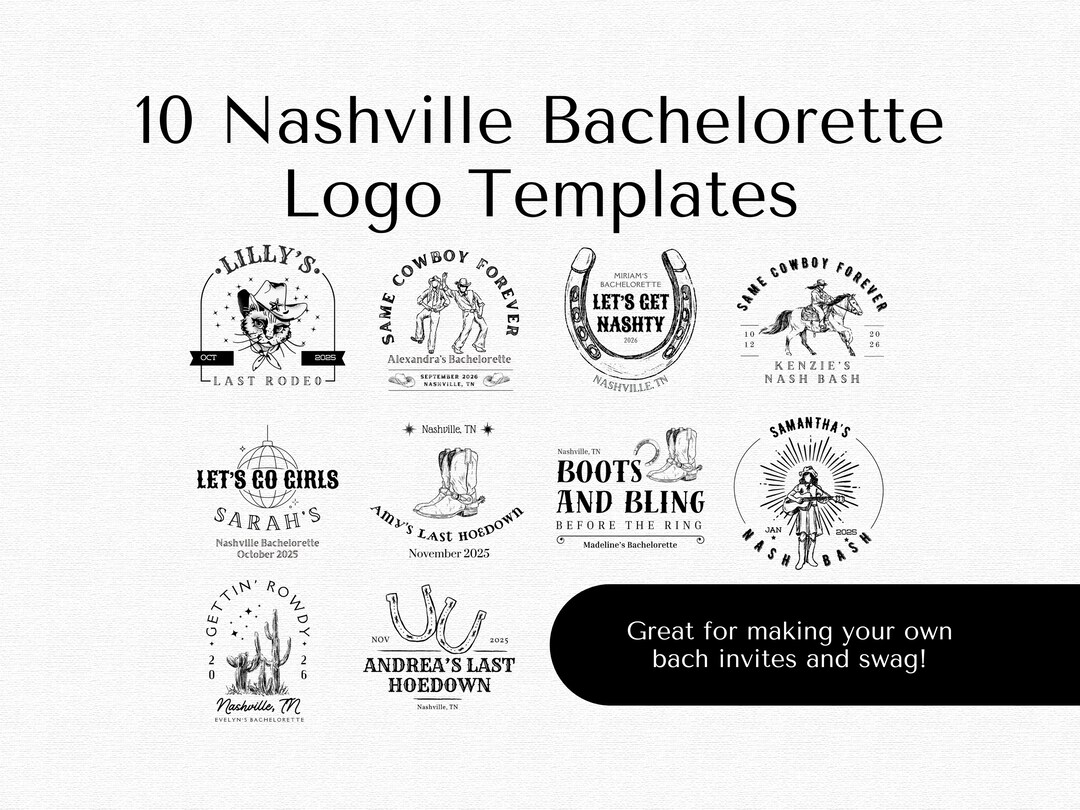 Nashville Bachelorette Logo Template Nashville Bachelorette Custom ...