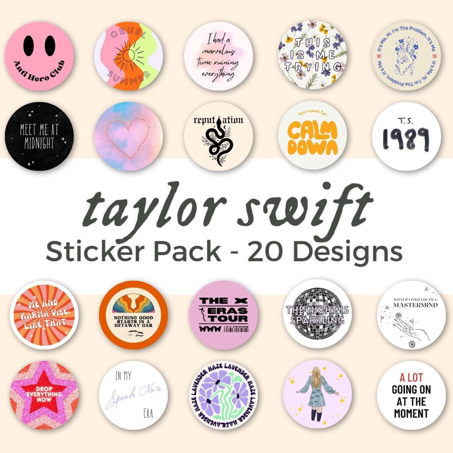 Taylor Swift Downloadable Sticker Pack the Eras Tour Sticker Bundle JPG ...
