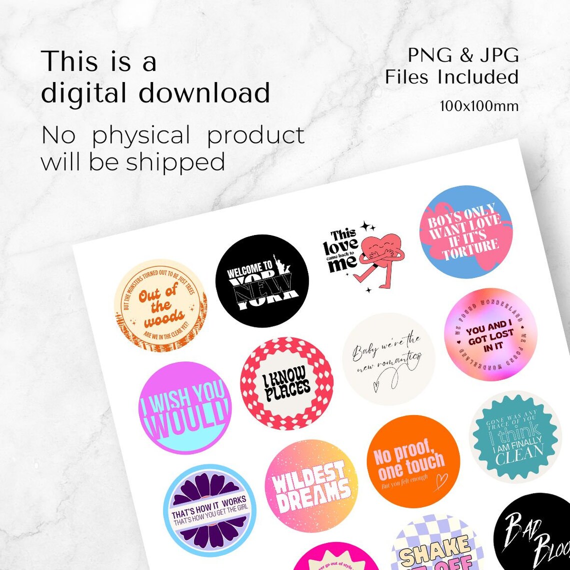 Taylor Swift Sticker Pack 1989 Album Downloadable 20 Stickers the Eras ...