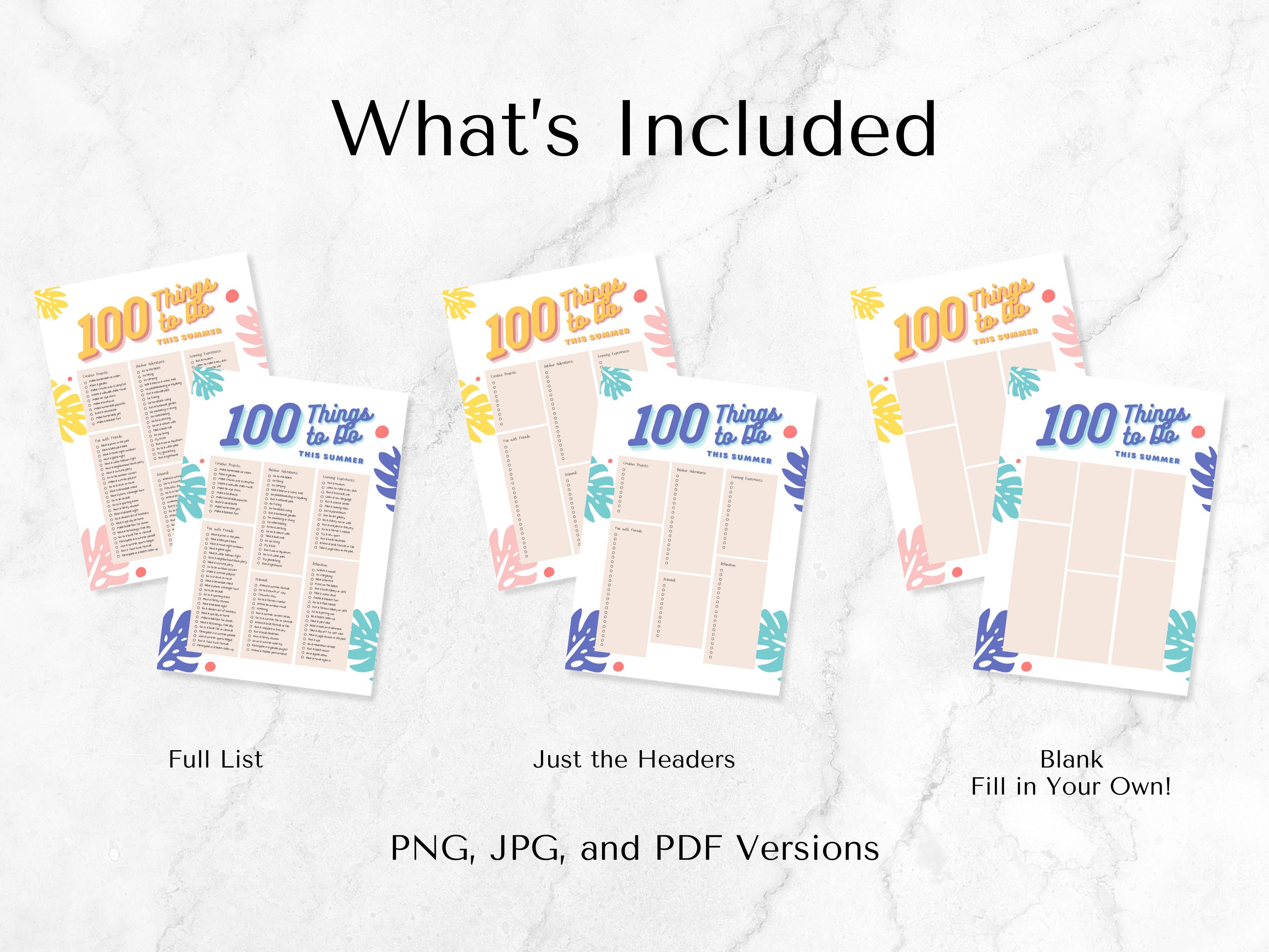 Summer Bucket List 100 Items Summer to Do List Summer Calendar ...