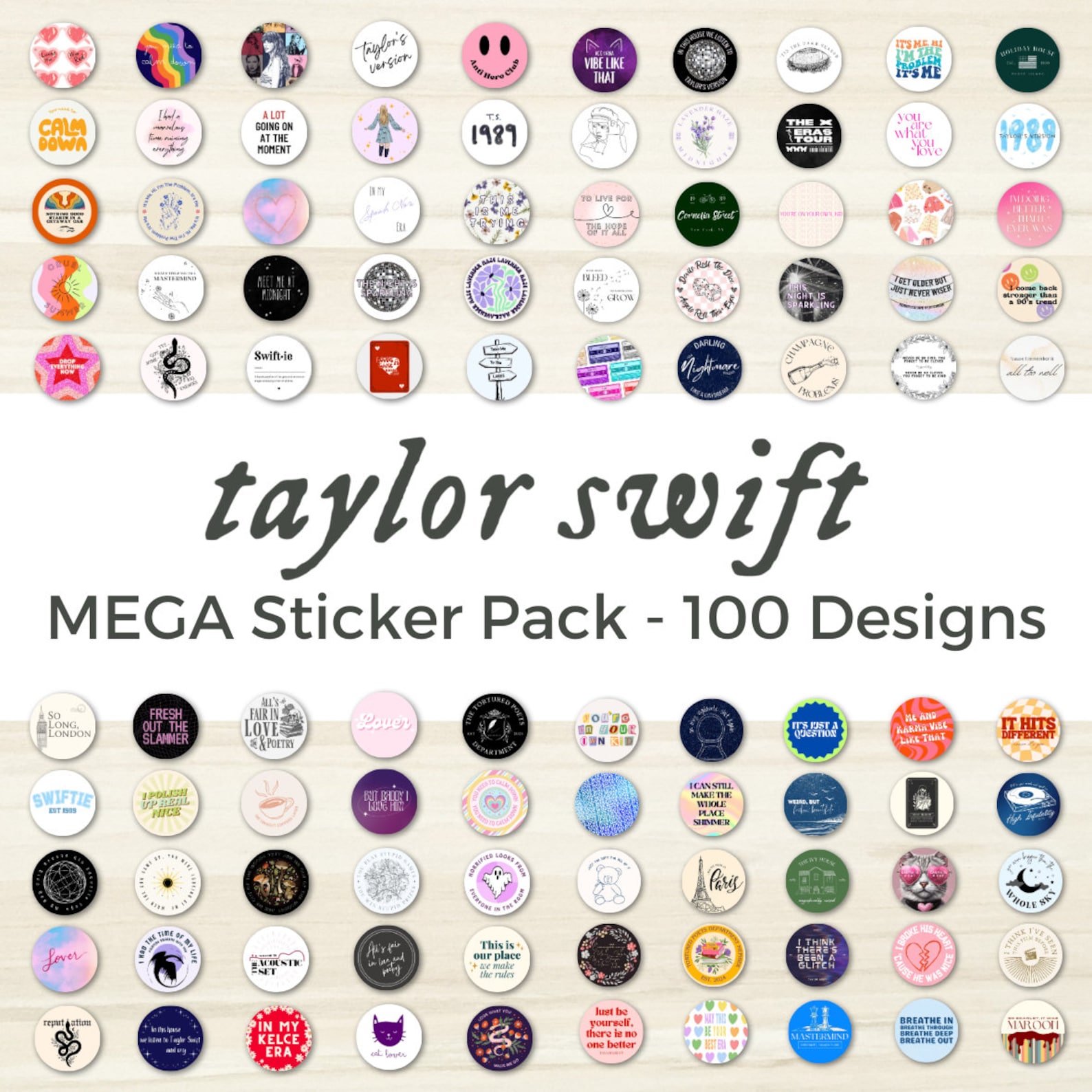 Taylor Swift Downloadable MEGA 100 Sticker Pack the Eras Tour Sticker ...