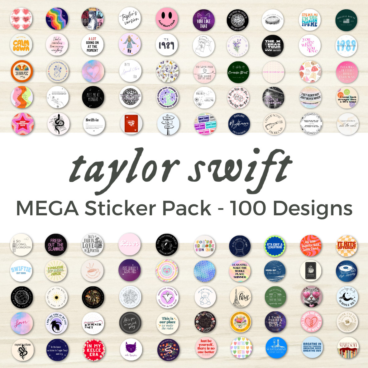 Taylor Swift Downloadable MEGA 100 Sticker Pack the Eras Tour Sticker ...