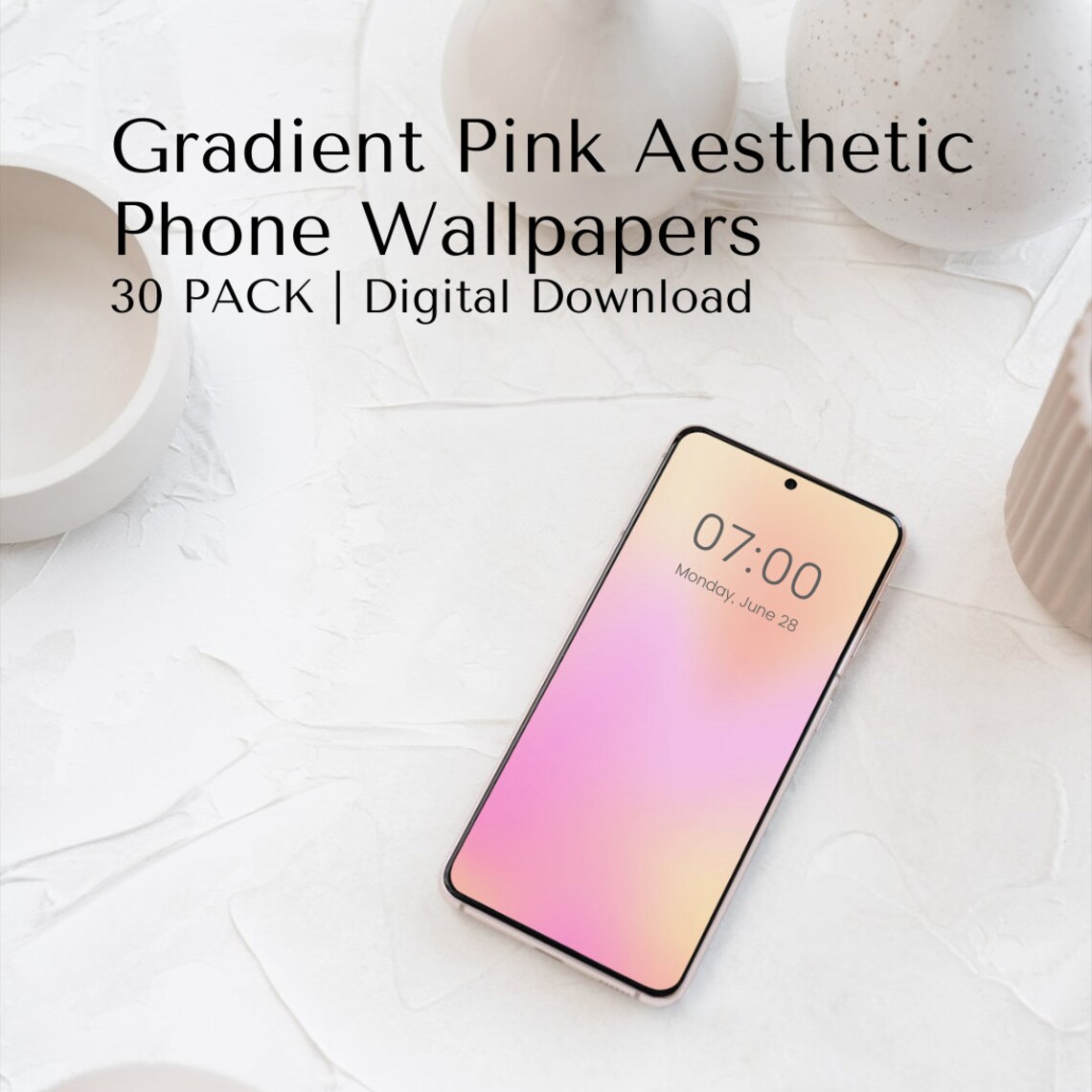 Gradient Pink Aesthetic Wallpaper Lockscreen Phone Wallpaper Digital ...
