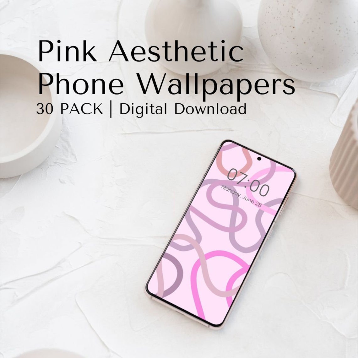 Pink Aesthetic Wallpaper Lockscreen Phone Wallpaper Digital Download ...