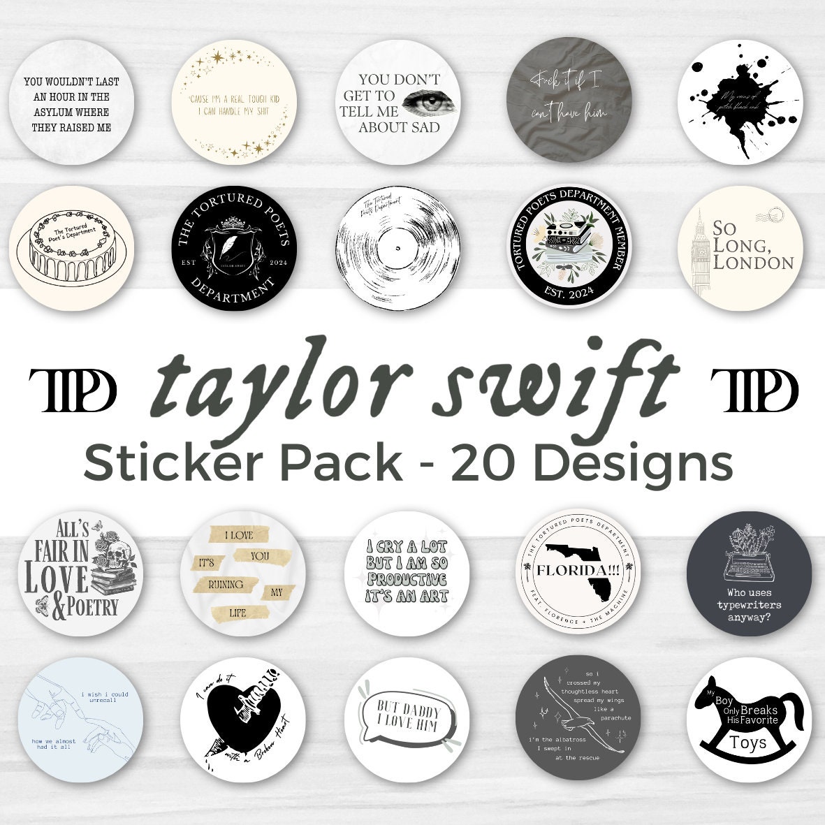 Taylor Swift Downloadable Sticker Pack the Tortured Poets Department ...