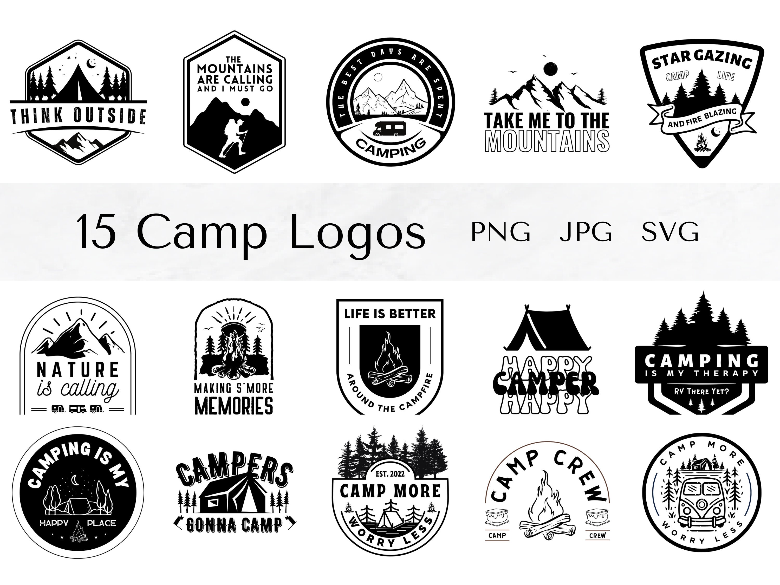 Camping SVG PNG JPG Logos Digital Download Adventure Svg Hiking Svg ...
