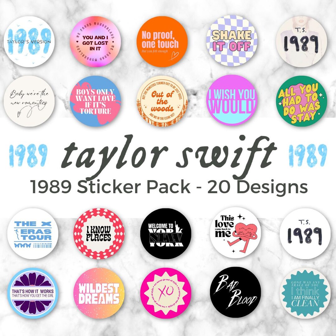 Taylor Swift Sticker Pack 1989 Album Downloadable 20 Stickers the Eras ...